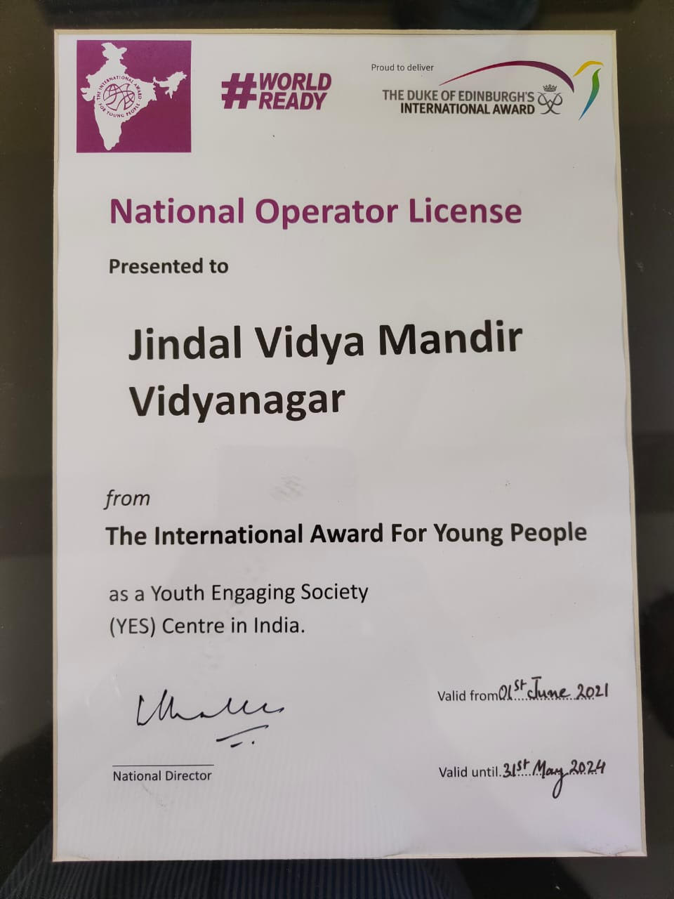 Certificate Of IAYP – VJVM