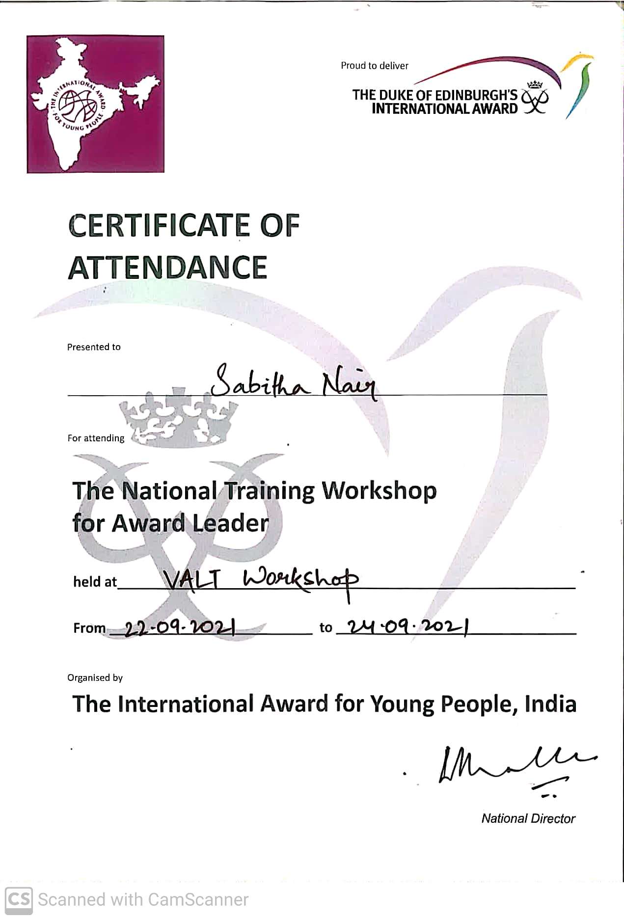 Certificate Of IAYP – VJVM